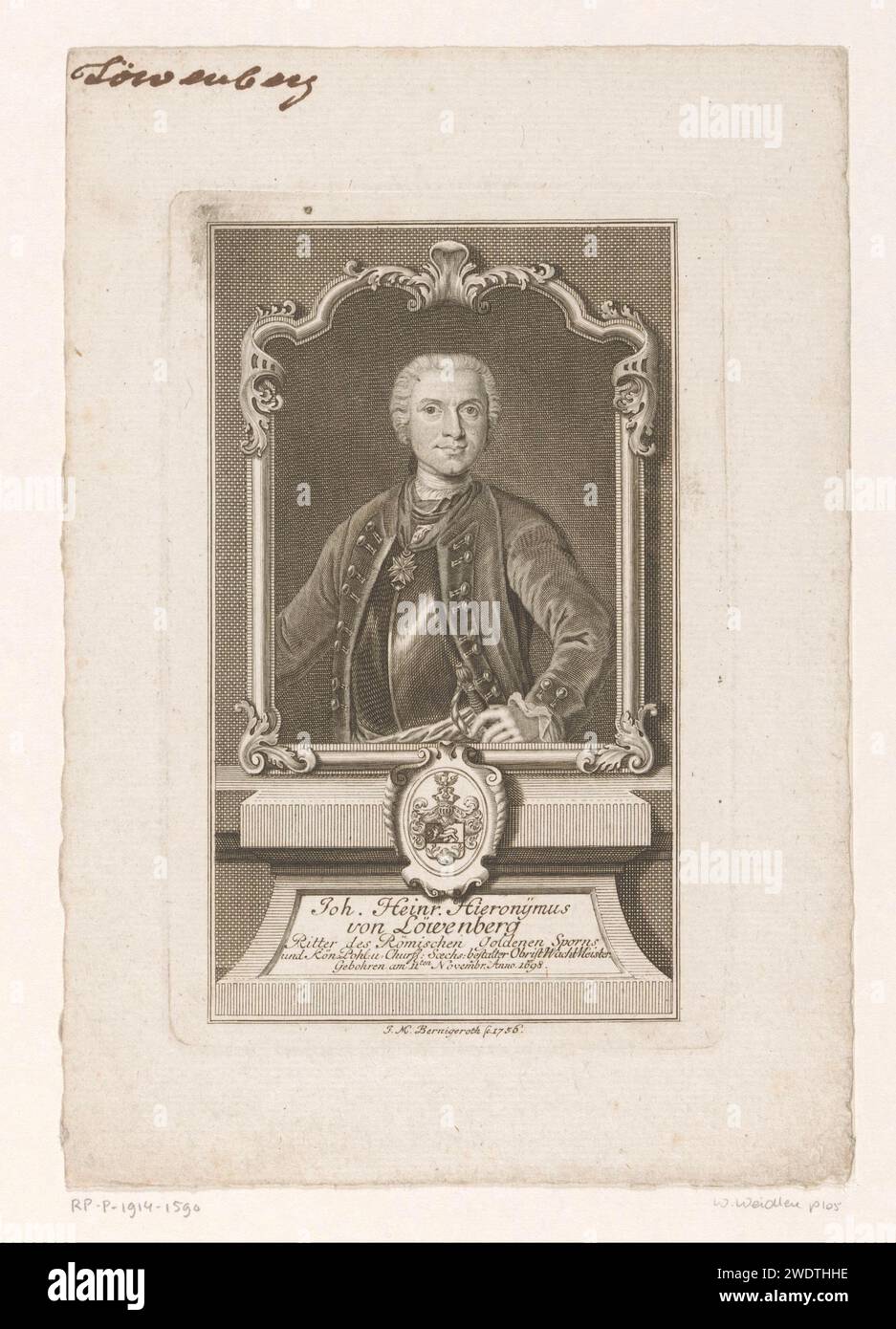 Portrait of Johann Heinrich von Löwenberg, Johann Martin Berbigeroth ...