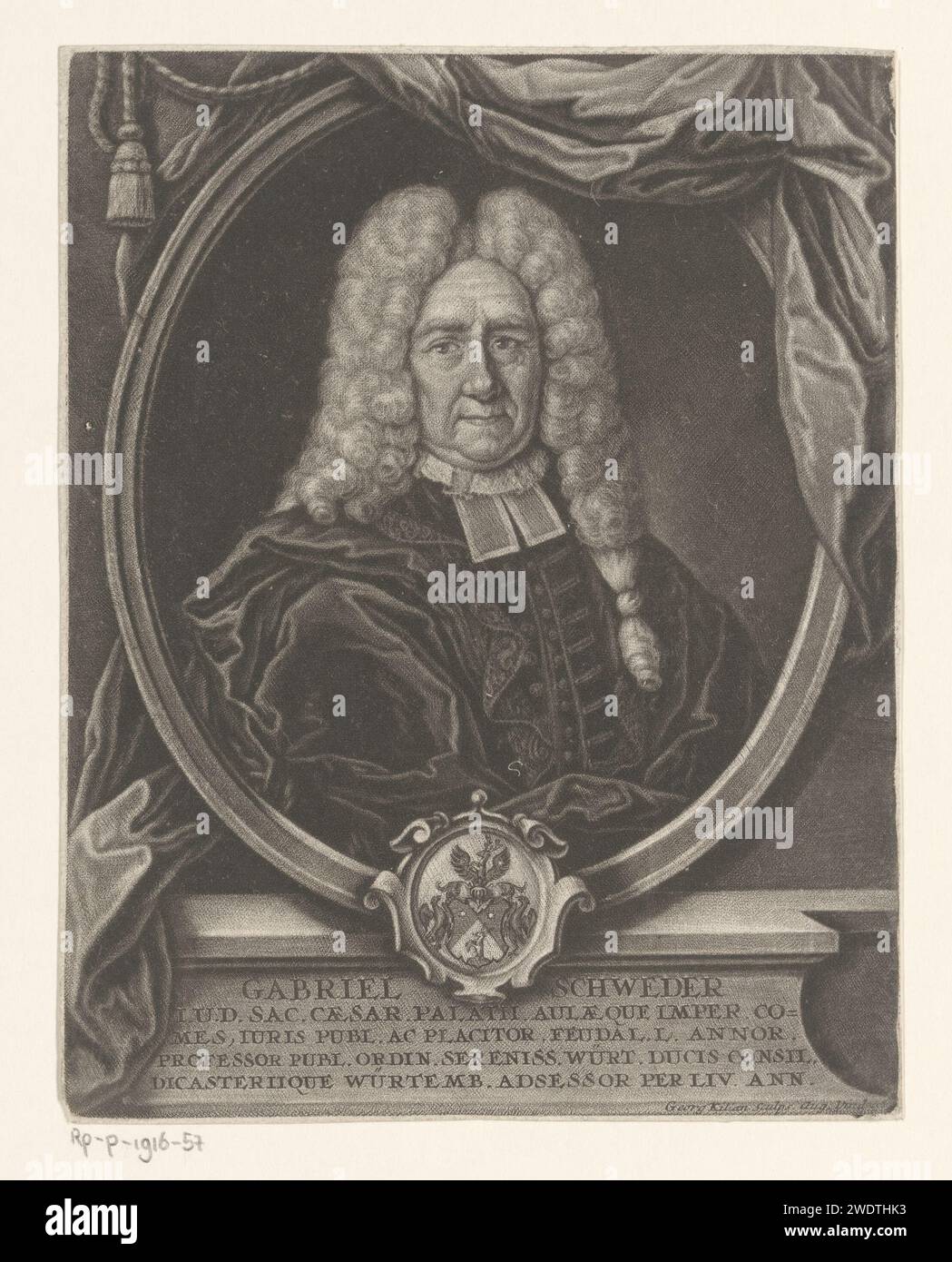 Portrait van Gabriel Schweder, Georg Kilian, 1713 print Augsburg paper ...