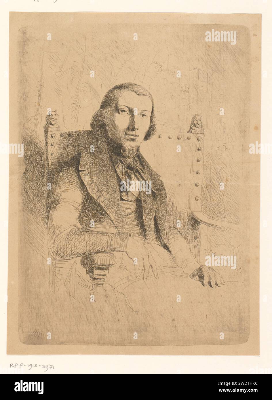 Portrait of an unknown man in an armchair for a bookcase, Guillaume ...