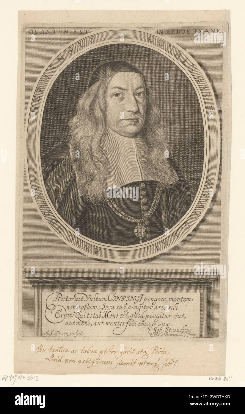 Portrait van Hermann Conring, Jakob von Sandrart, 1666 print paper ...