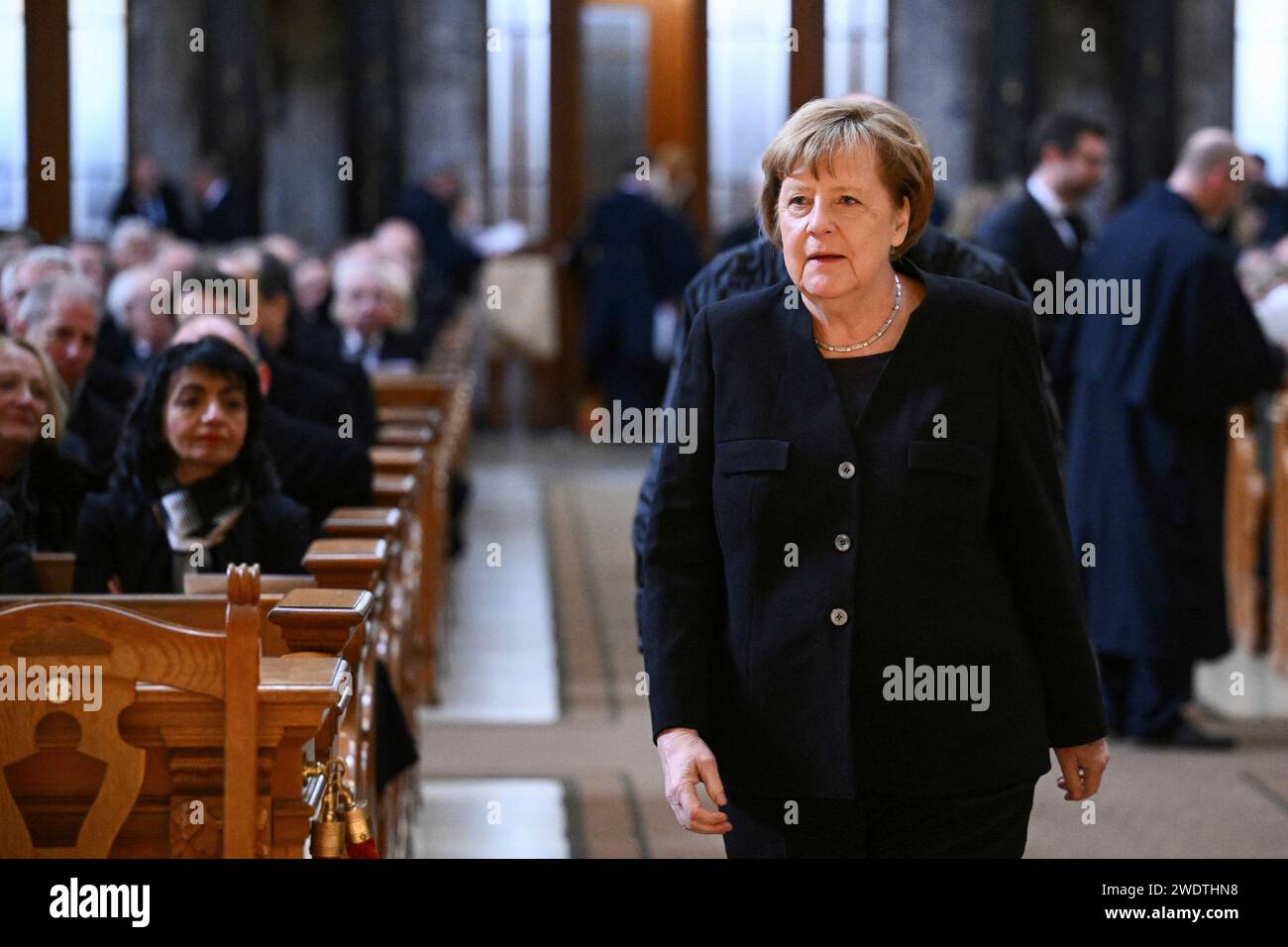 Former German Chancellor Angela Merkel arrives for the memorial service ...