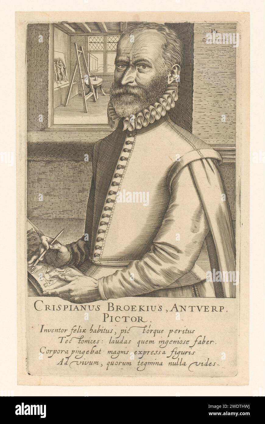 Portrait of Crispijn van den Broeck, Hendrick Hondius (I), 1610 print ...