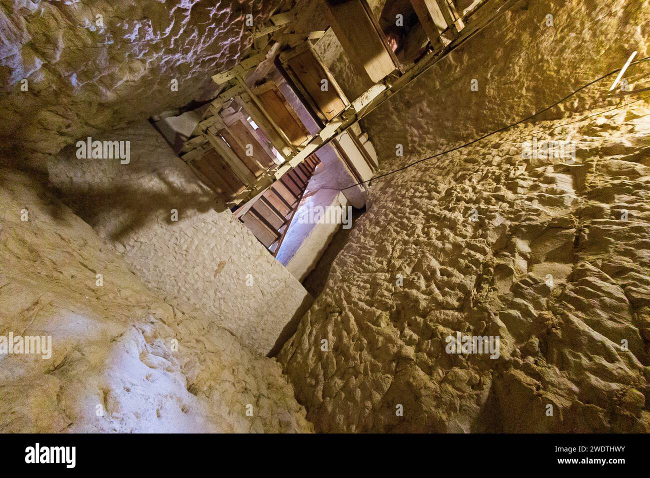 Egypt, Fayum region, El Lahun, pyramid of Sesostris II, modern stairs ...