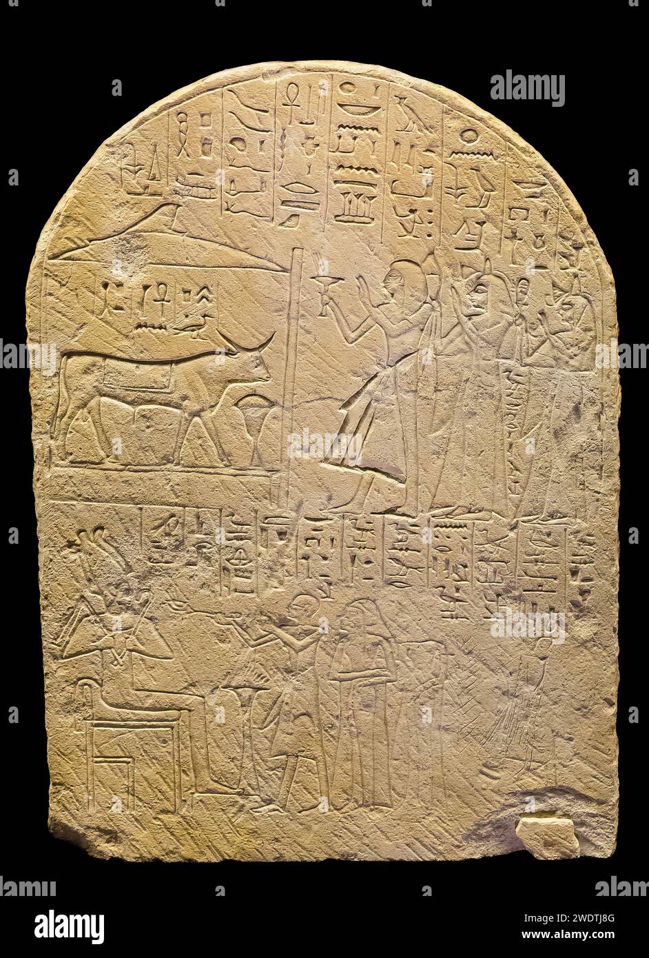 Egypt, Saqqara, Serapeum, Apis bull stele of a man named Khonsu Stock ...