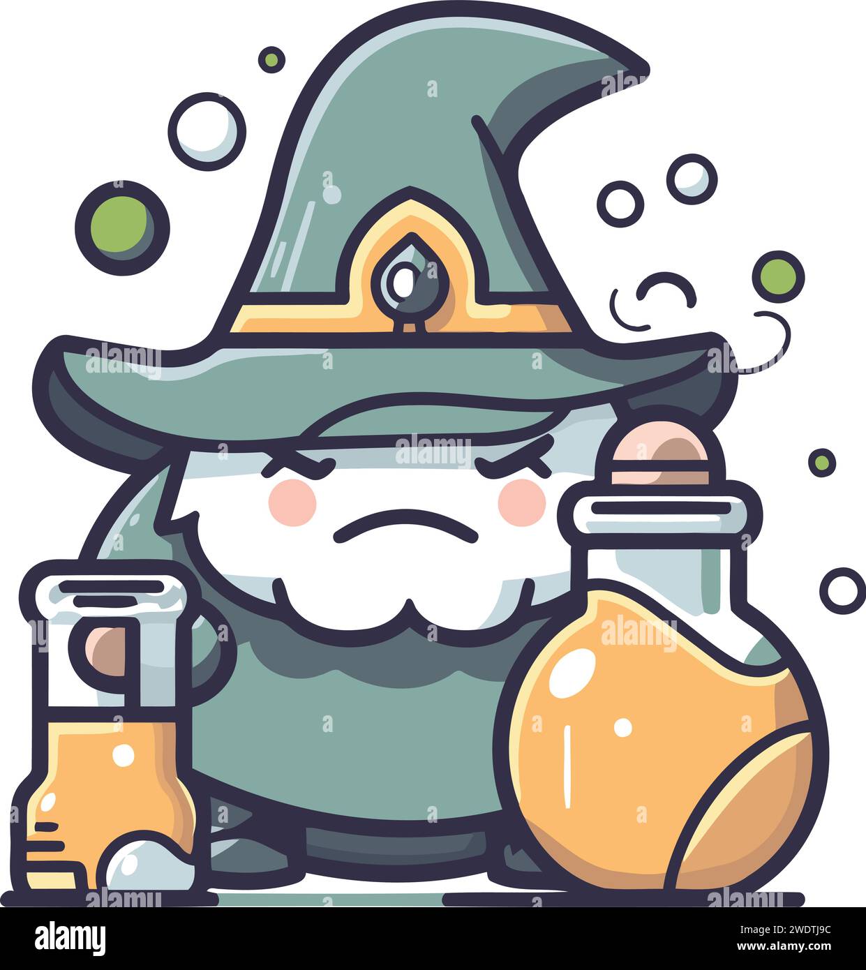 Witch with potion. Cute cartoon character. Vector illustration Stock ...