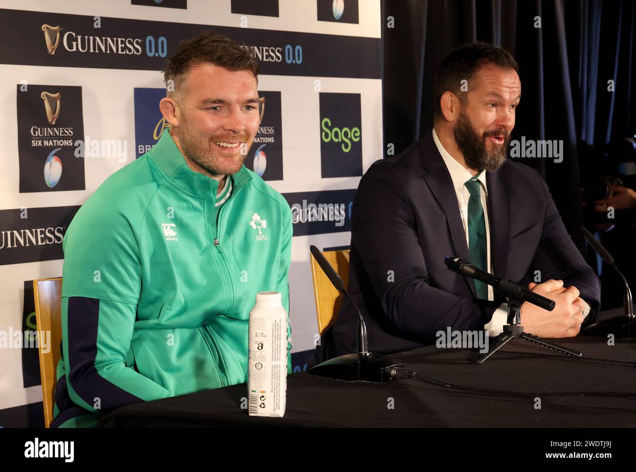 Ireland captain Peter O'Mahony (left) and head coach Andy Farrell during the 2024 Guinness Men's ...