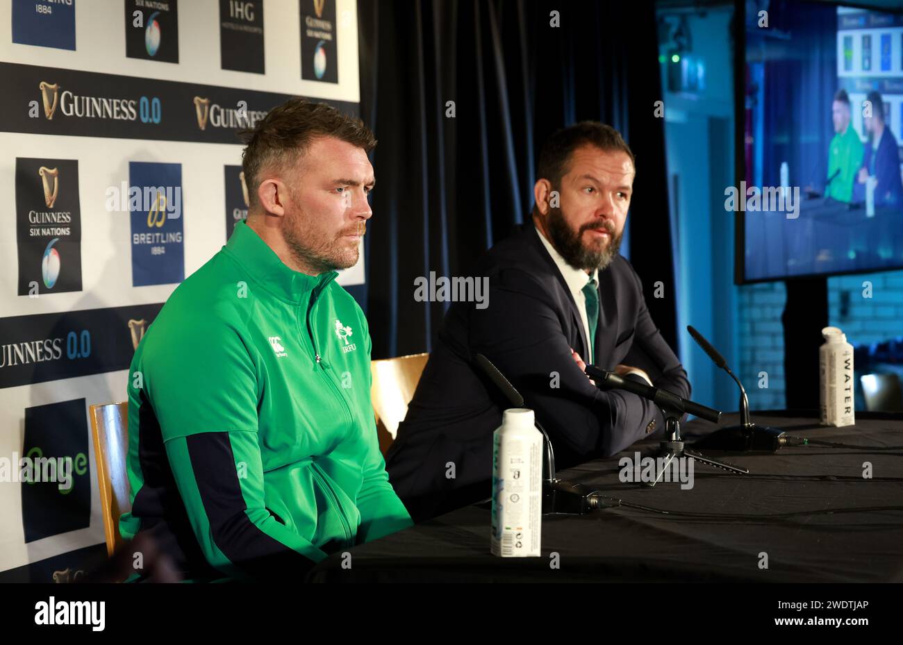 Ireland captain Peter O'Mahony (left) and head coach Andy Farrell during the 2024 Guinness Men's ...