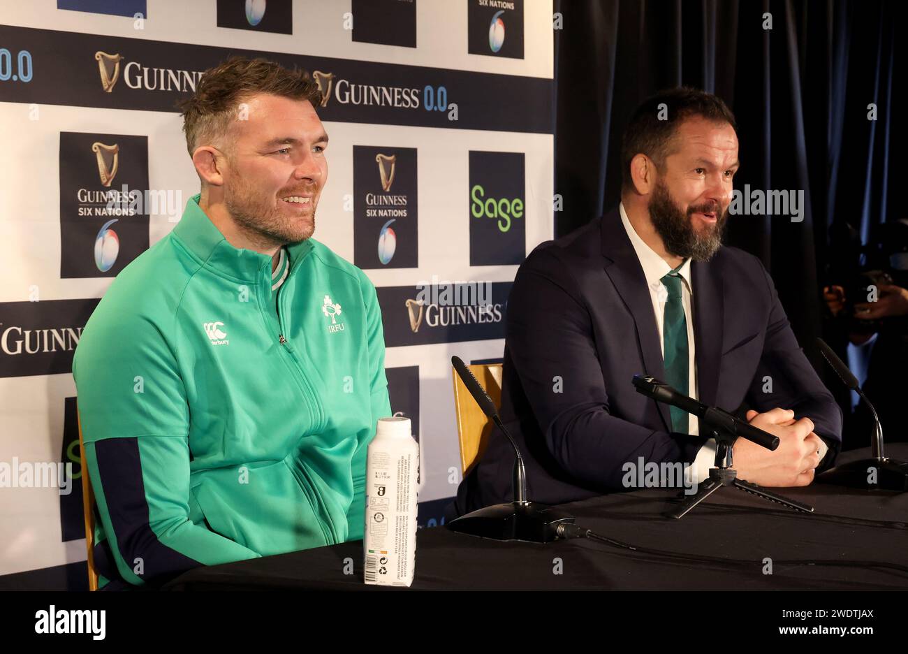 Ireland captain Peter O'Mahony (left) and head coach Andy Farrell during the 2024 Guinness Men's ...
