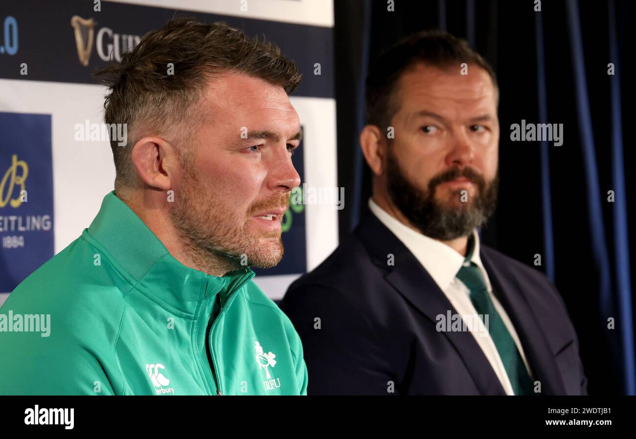 Ireland captain Peter O'Mahony (left) and head coach Andy Farrell during the 2024 Guinness Men's ...