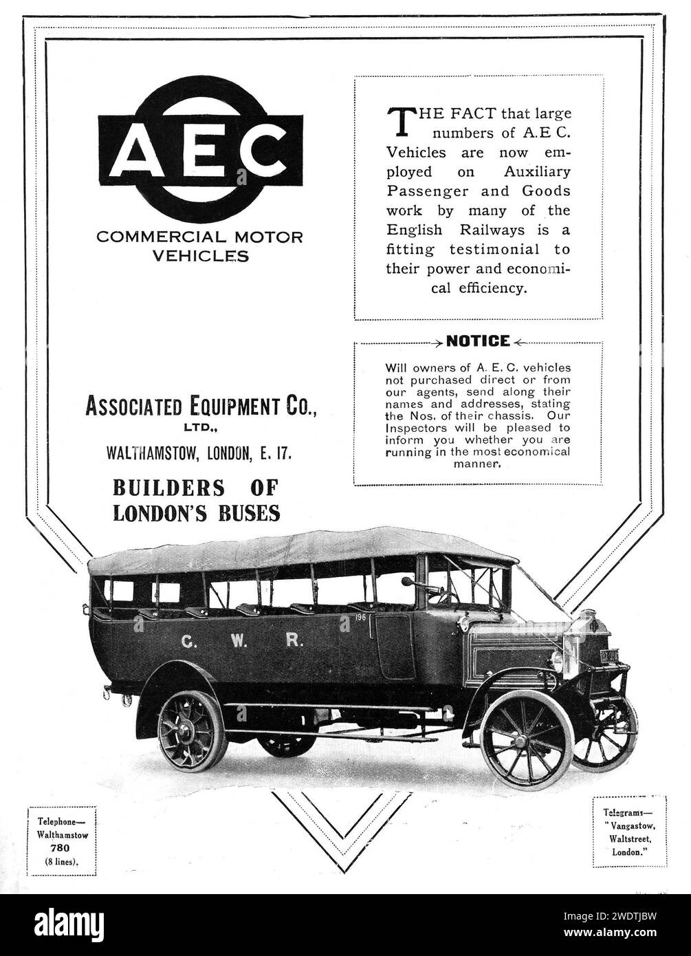 A vintage AEC Commercial vehicle bus advert from Great Western Railway ...