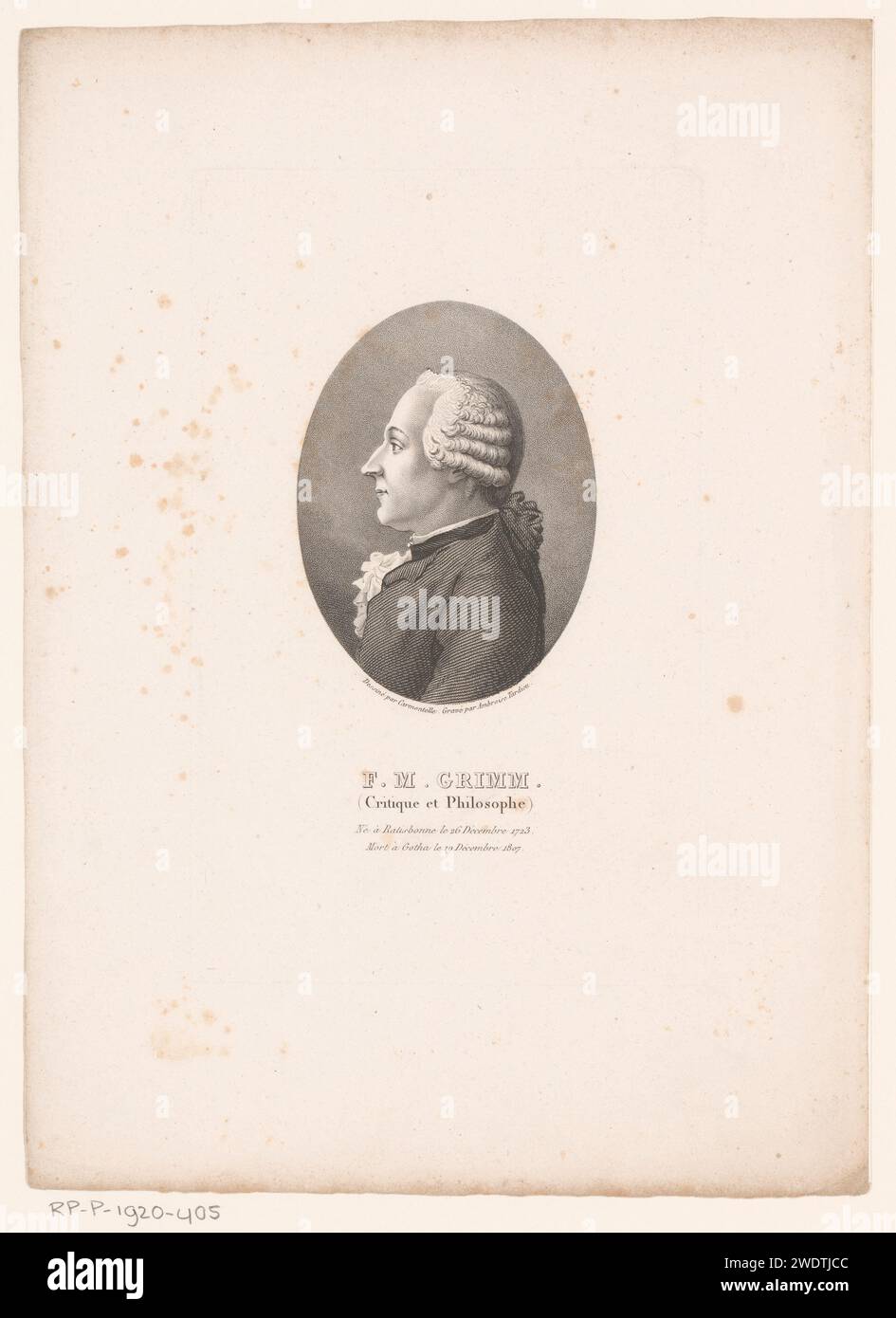 Portret van Baron Friedrich Melchior Grimm, Ambroise Tardieu, After ...