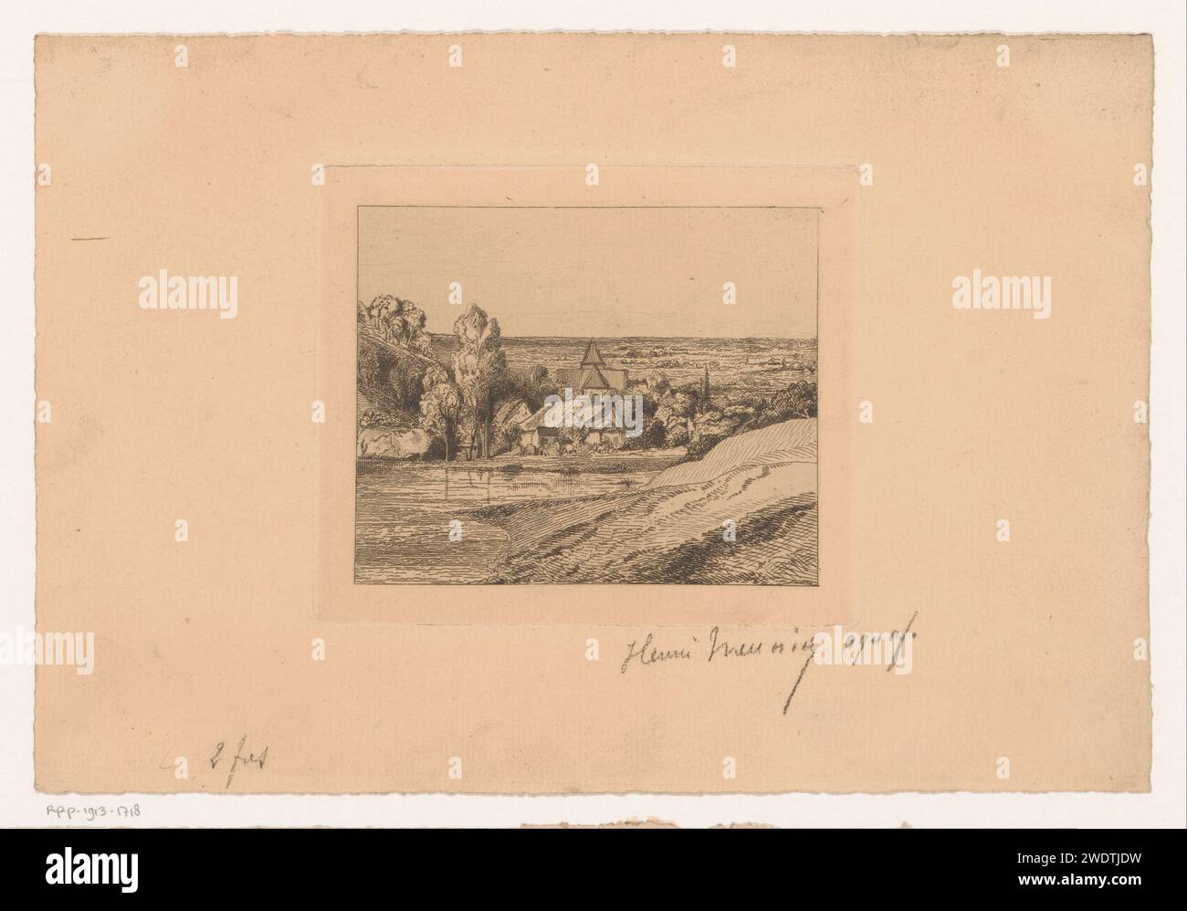 Village view, Marc Henry Meunier, 1883 - 1913 print paper. pencil ...