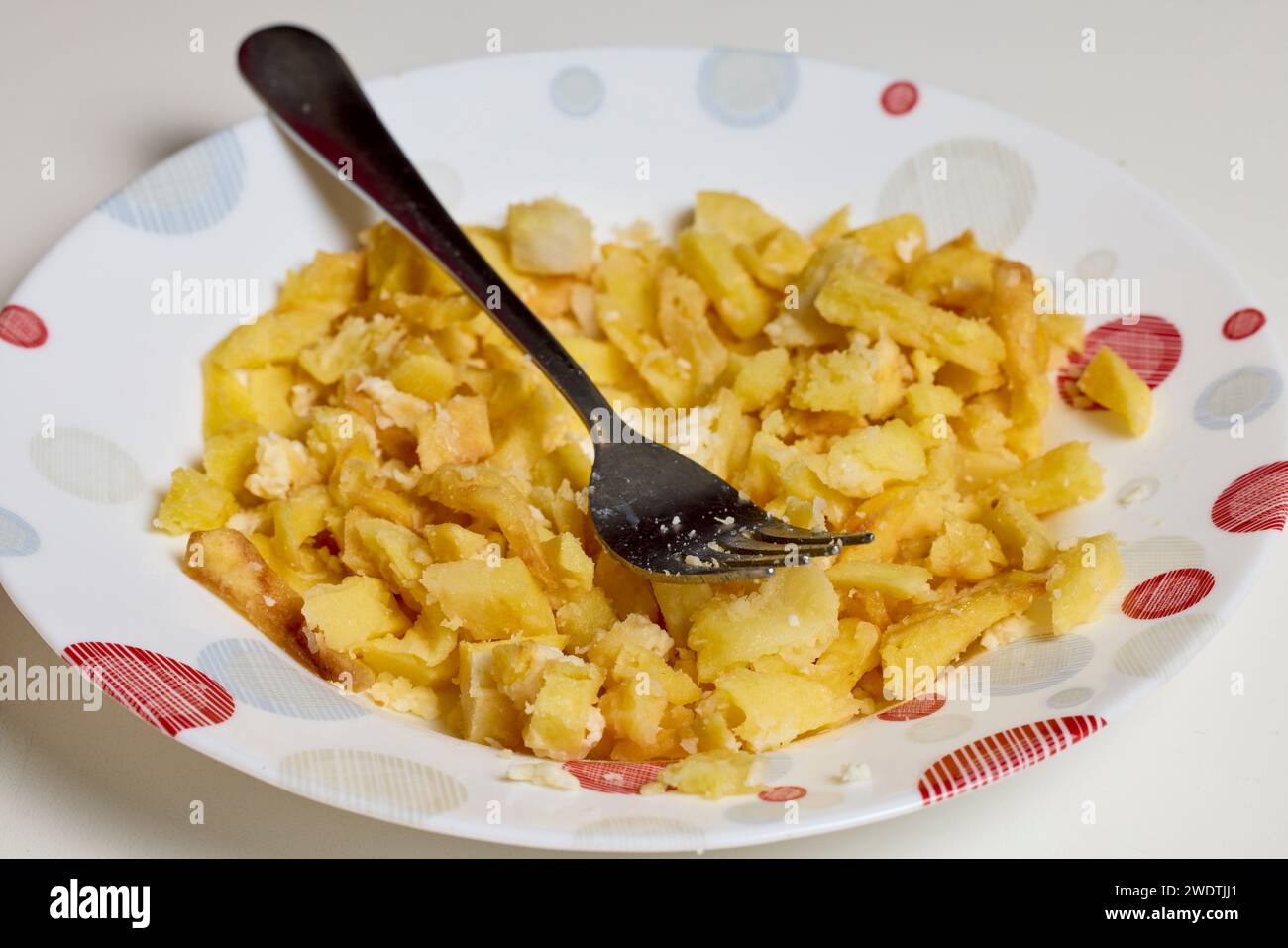 A plate of fried potatoes with teleme cheese Stock Photo - Alamy