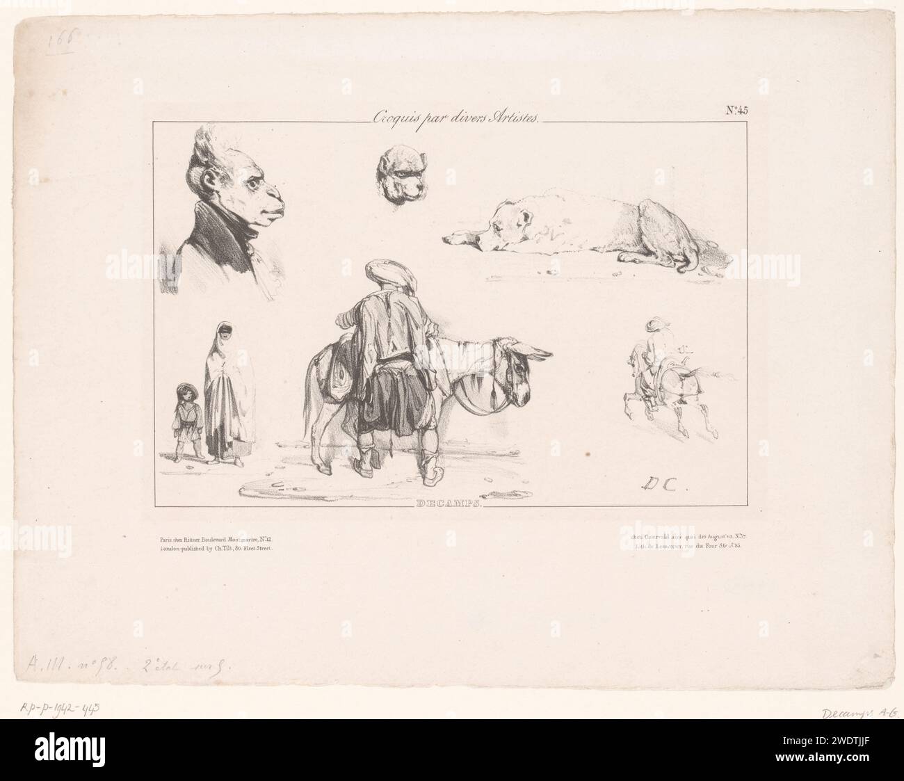 Six performances of figures and animals, Alexandre -Gabriel Decamps ...