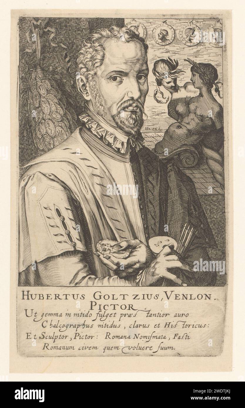 Portrait of Hubert Goltzius, Simon Frisius, Hendrick Hondius (I), after ...
