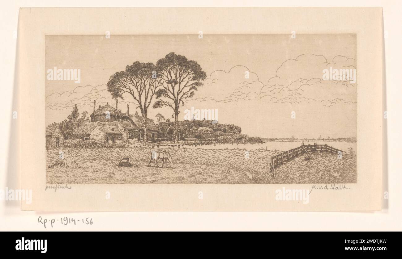 Landscape with meadows, water and farm, Maurits van der Valk, 1867 ...