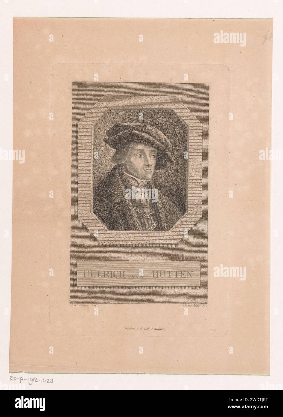 Portrait van Ulrich von Hutten, Johann Christian Benjamin Gottschick ...