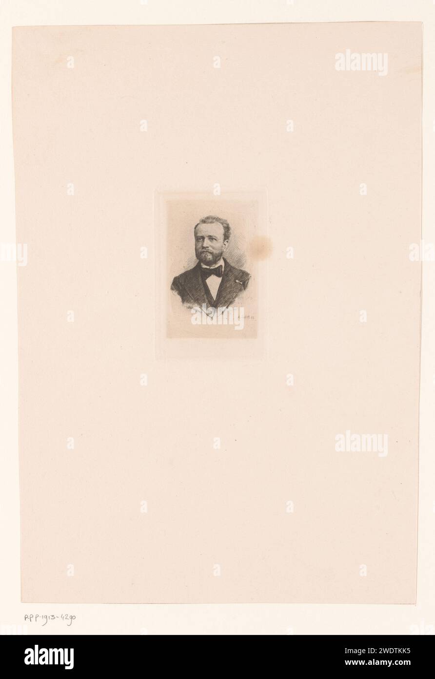 Portrait of Emmanuel Deser, Adrien de Witte, 1882 print paper etching ...