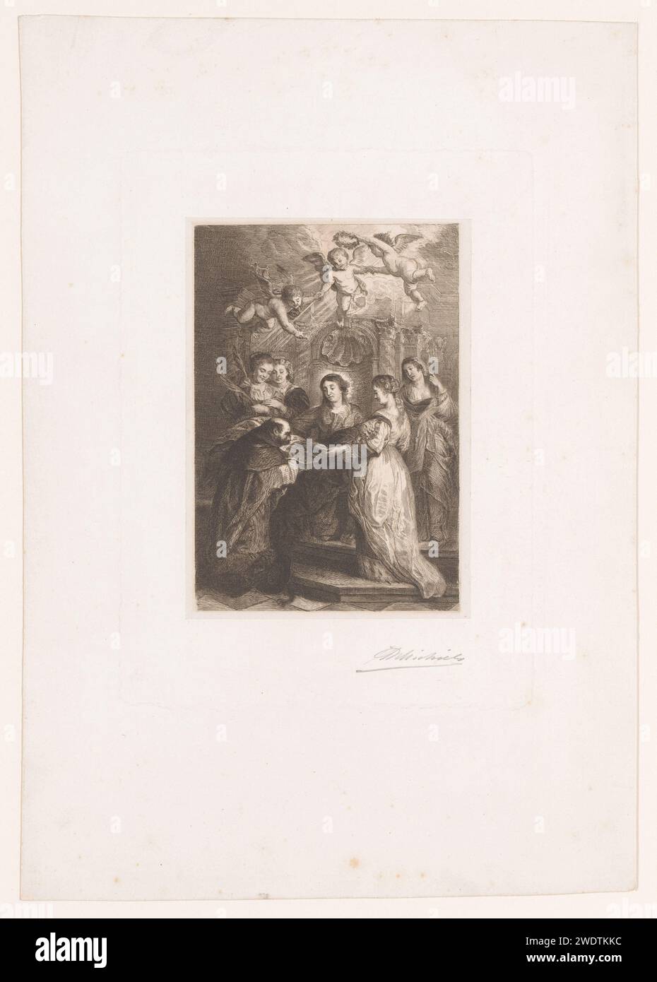 Sint -Idefonsus receives a Kazuifel from Maria, Jean Baptiste Pierre Michiels, after Peter Paul ...