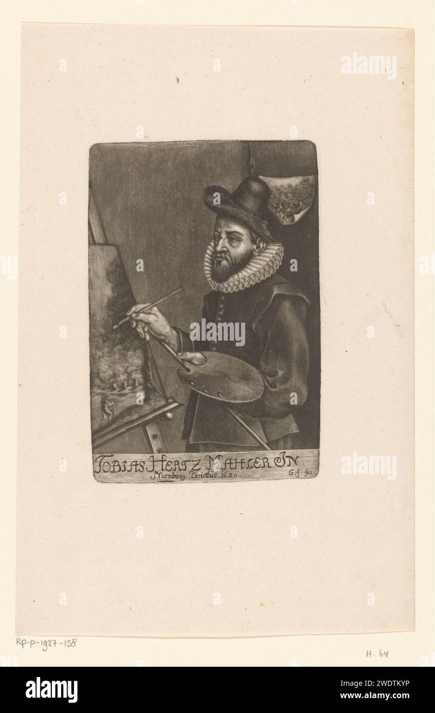 Portrait of Tobias Hertz, Georg Fennitzer, 1656 - 1722 print paper ...