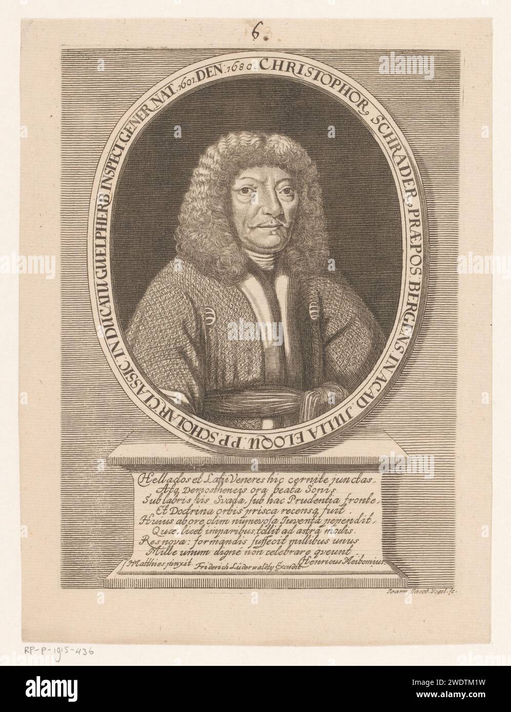 PortraT van Christoph Schrader, Johann Jakob Vogel, After H. Matthies ...