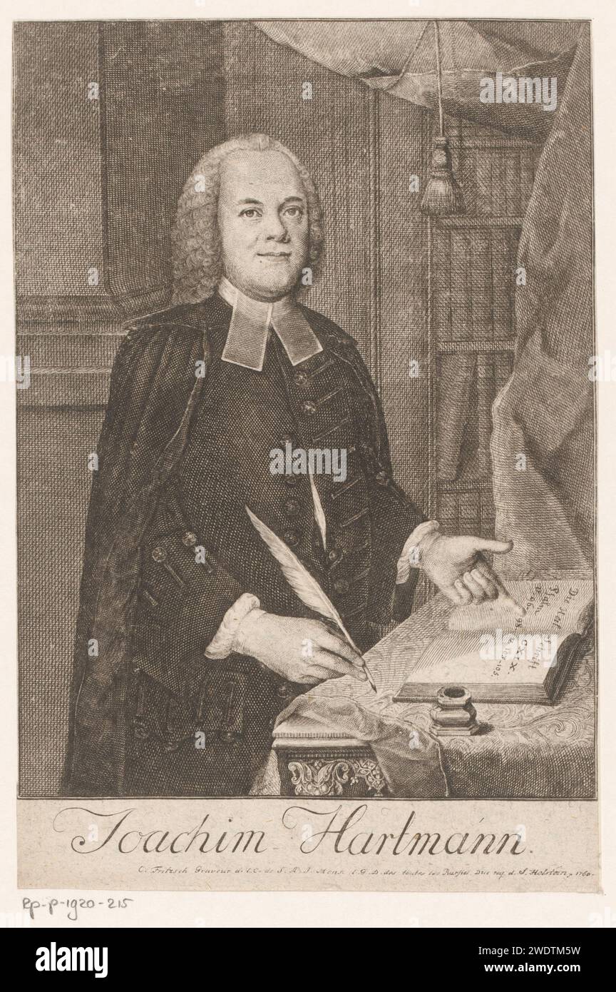 Portrait van Joachim Hartmann, Christian Fritzsch, 1760 print paper ...