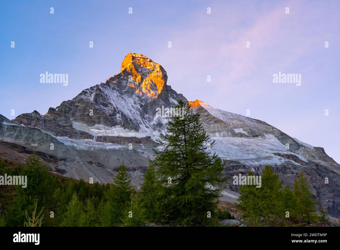 Sunrise on Matternhorn summit. Most famous and highest mountain in ...