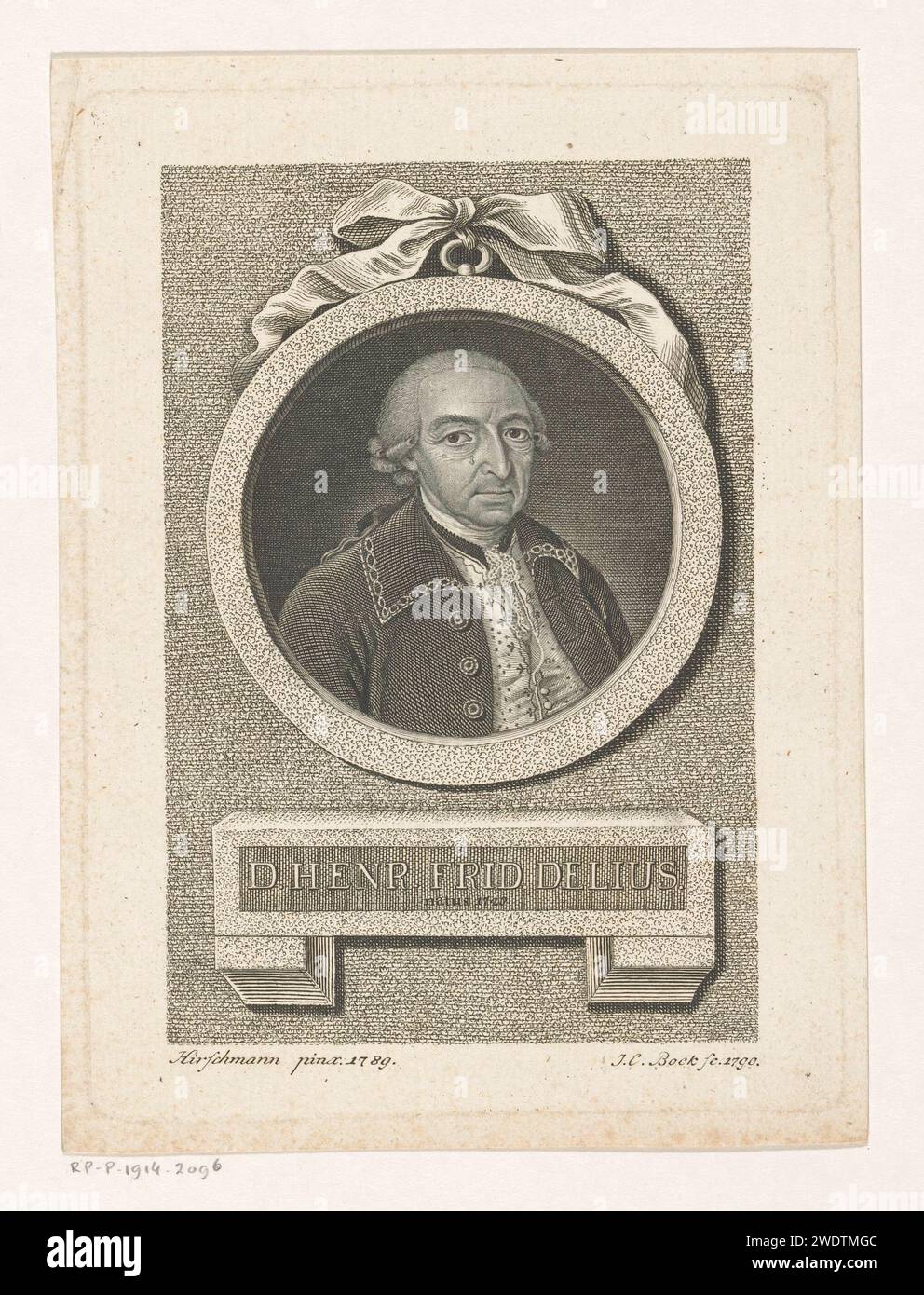 PortraT van Heinrich Friedrich von Delius, Johann Carl Bock, after ...