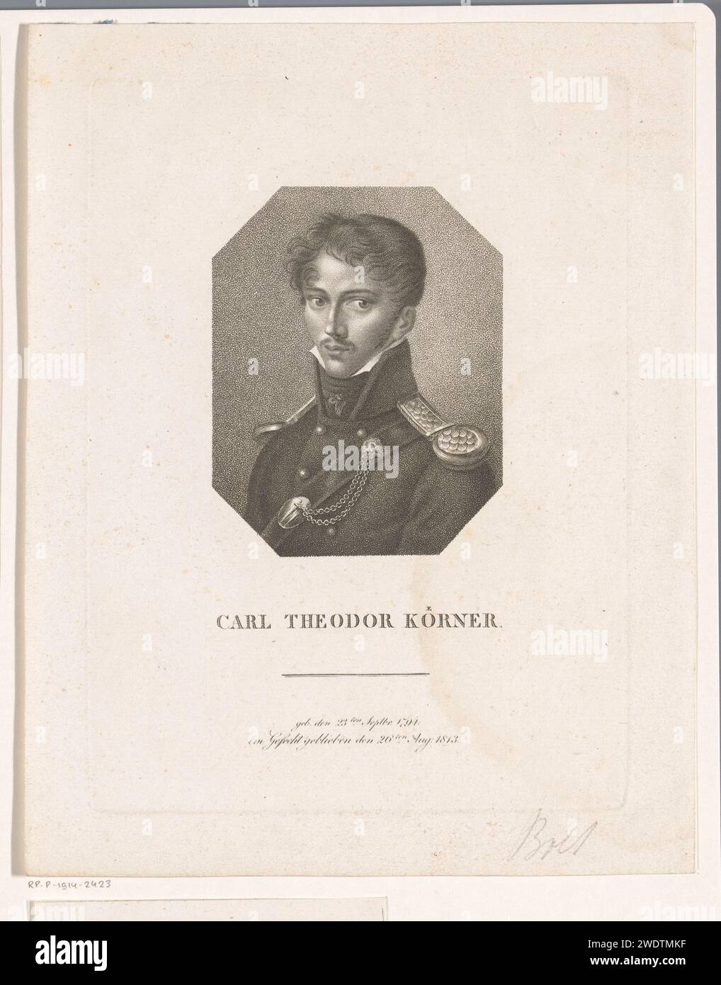 PortraT van Theodor Körner, Johann Friedrich Bolt, 1813 - 1836 print ...