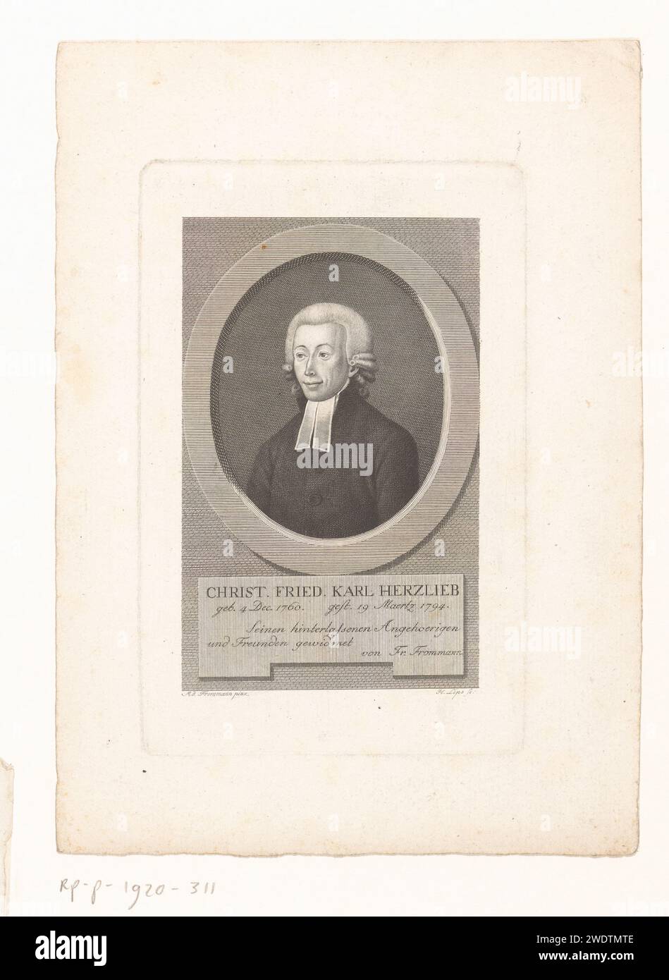 Portrait van Christian Friedrich Karl Herzlieb, Johann Heinrich Lips ...