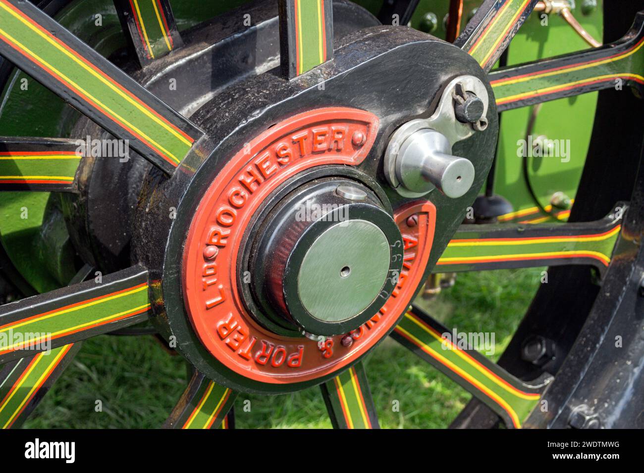 Aveling & Porter traction engine wheel. Chipping Steam Fair 2018 Stock ...