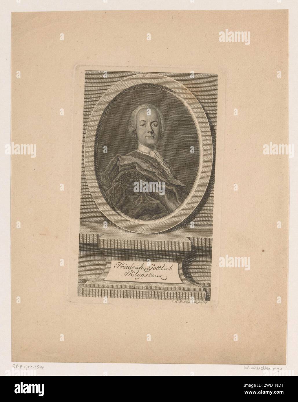 Portrait of Friedrich Gottlieb Klopstock, Johann Martin Bernigeroth ...