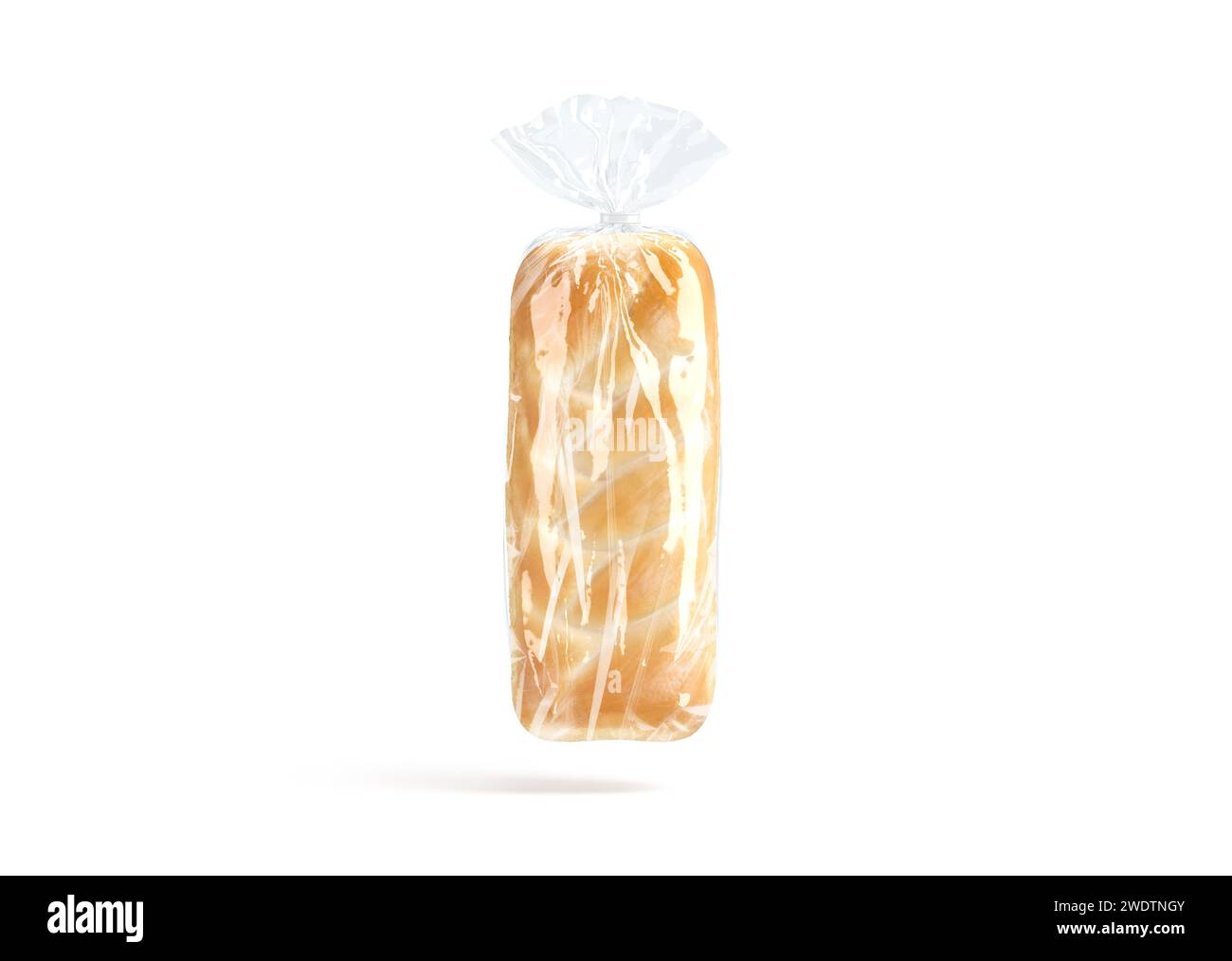 Blank bread in transparent cellophane pack mockup, no gravity, 3d ...