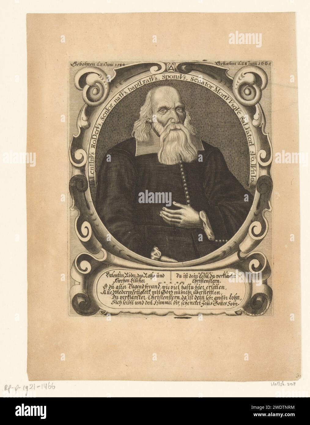Portrait van Valentin Röder, Christian Romstet, 1665 - 1721 print paper ...