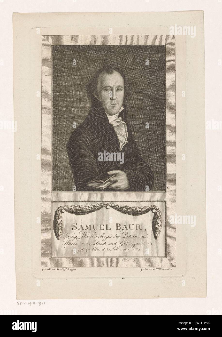 PortraT van Samuel Baur, Christoph Wilhelm Bock, After Wendelin ...
