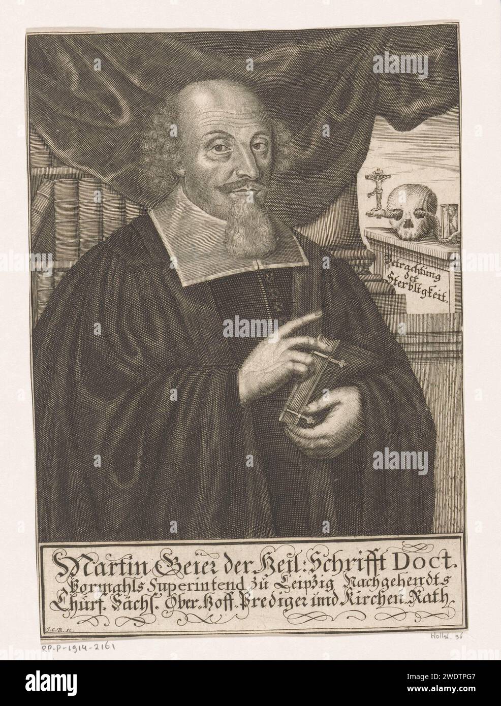 Portrait van Martin Geier, Johann Christoph Boecklin, 1667 - 1709 print ...