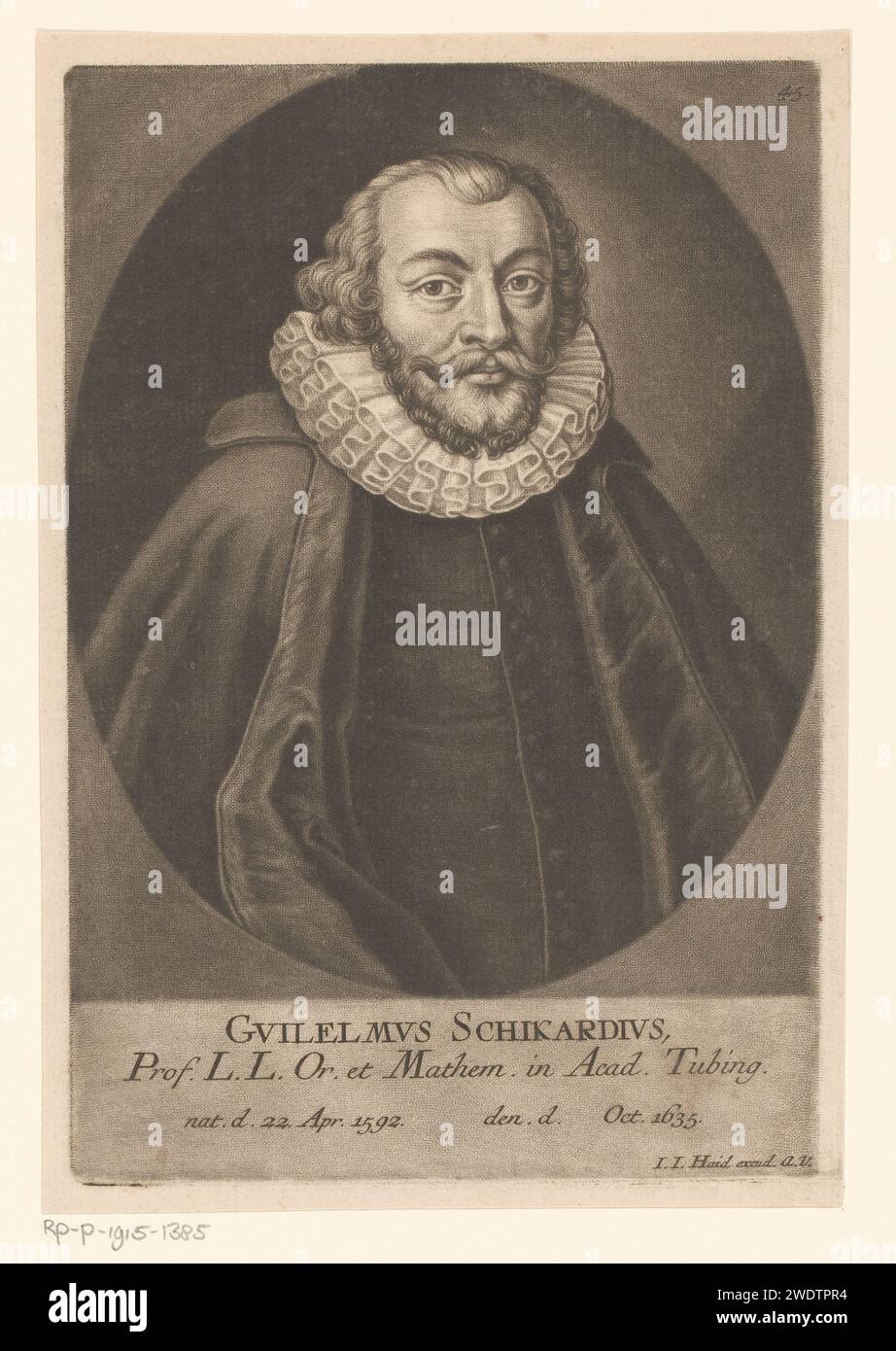 Portrait van Wilhelm Schickard, Johann Jacob Haid (Possibly), 1747 ...