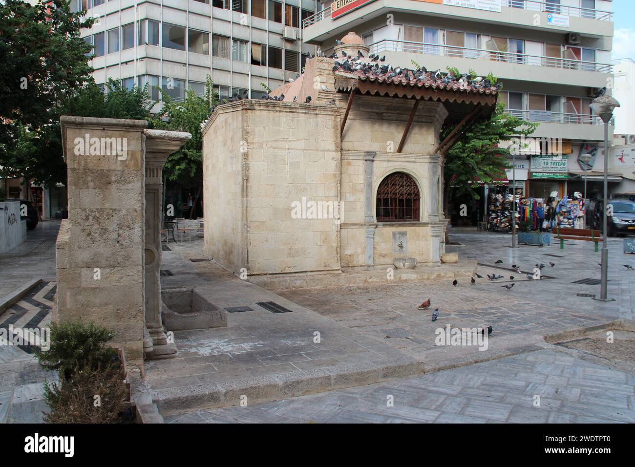 bembo fountain and public fountain (sebil) in heraklion in crete in ...