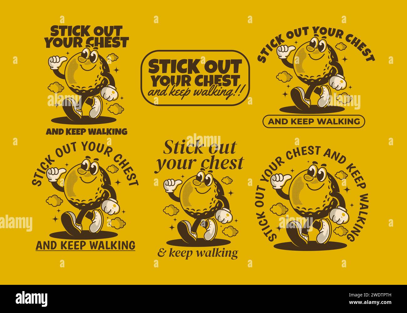 Stick out your chest and keep walking. Mascot character illustration of ...