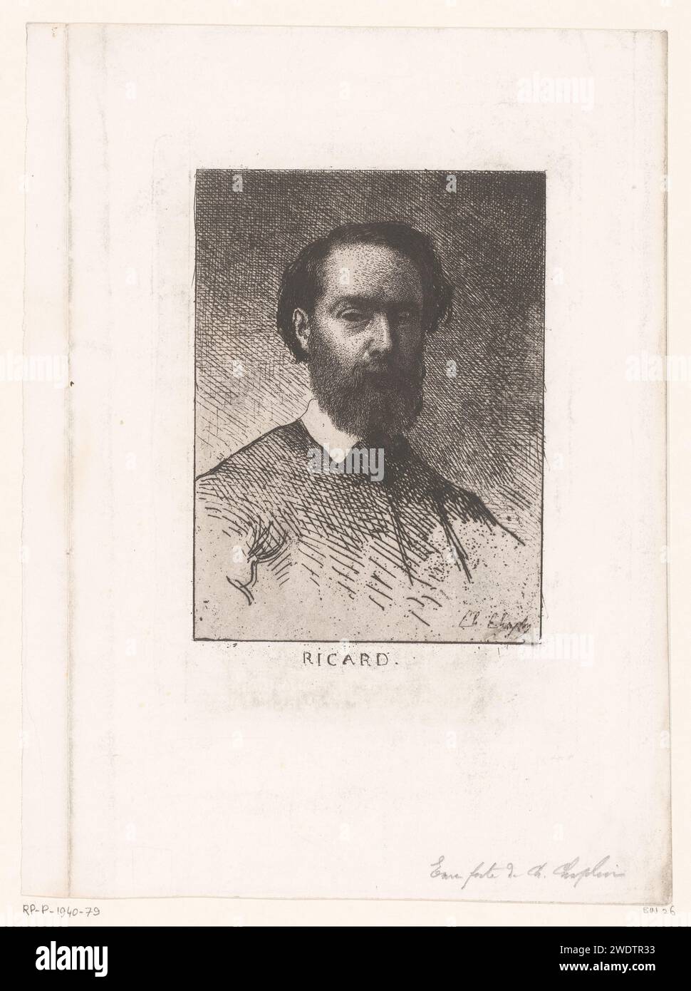 Portret van Gustave Ricard, Charles Chaplin, 1869 print France paper ...