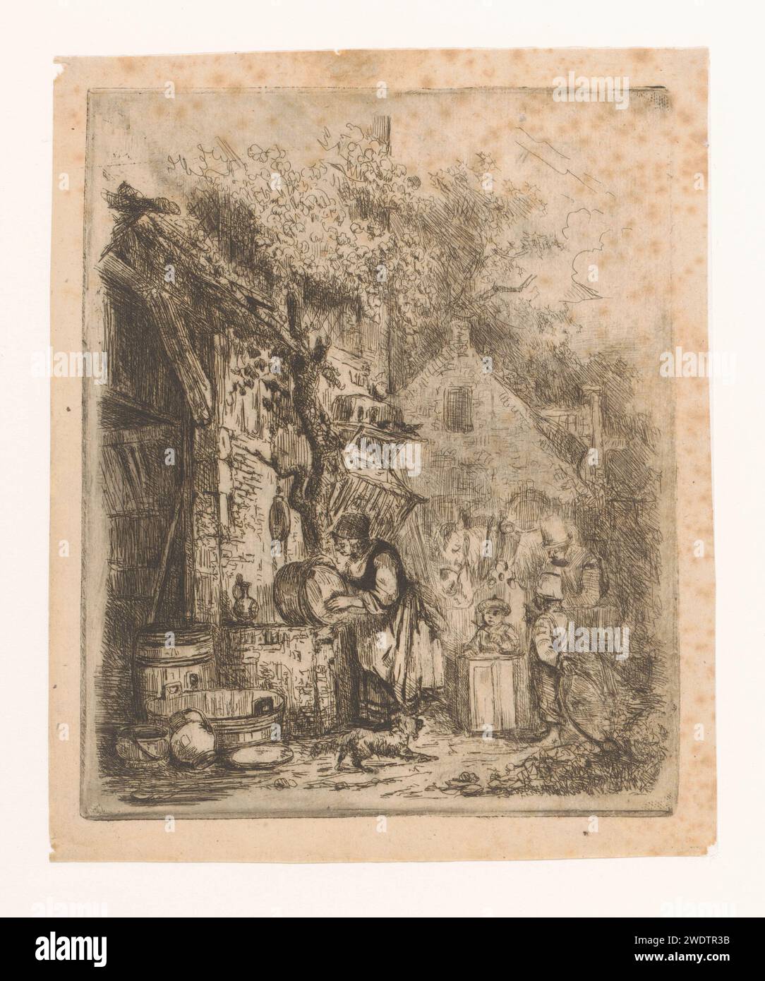 Street face with wife sanding a boiler, Adrien Joseph Verhoeven-Ball ...