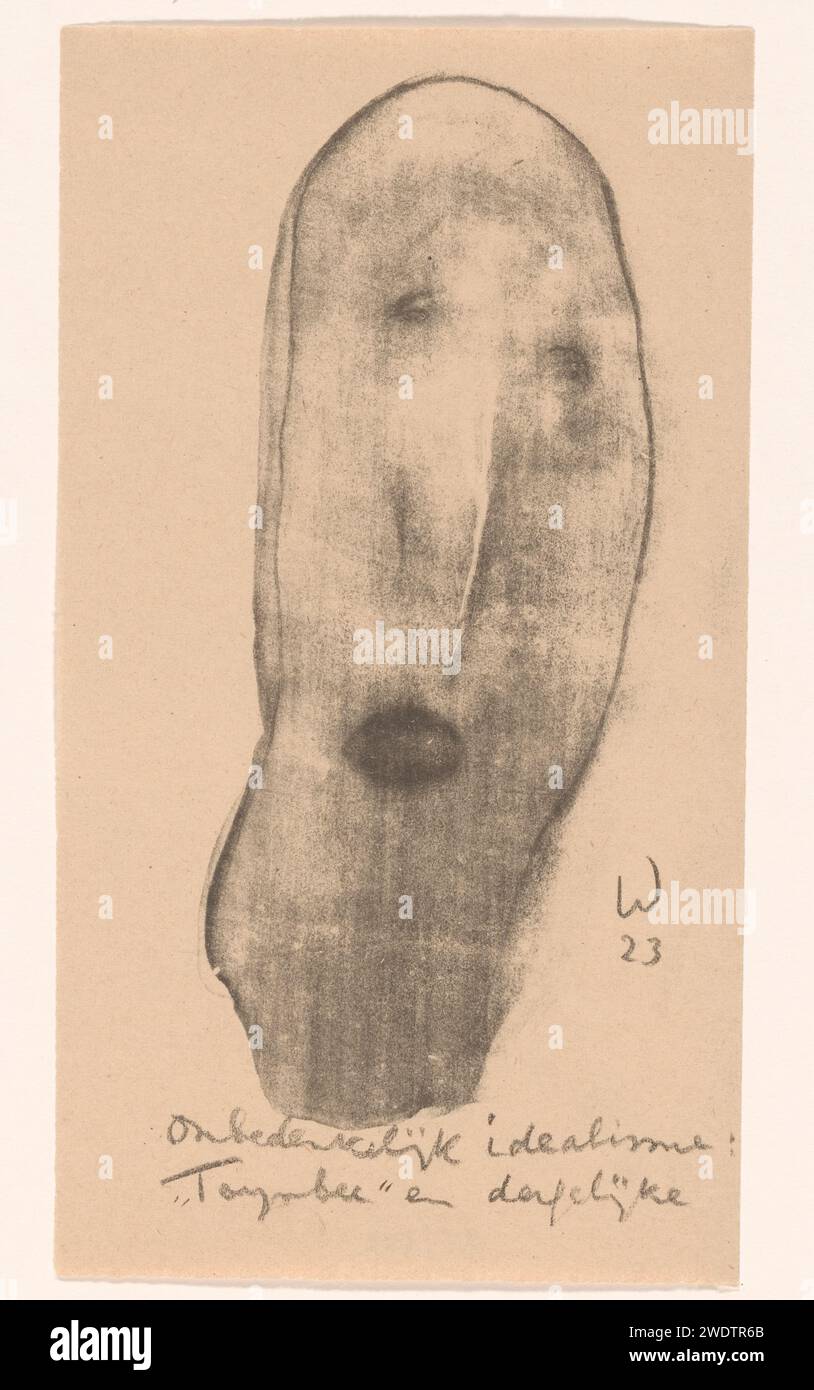 Elongated abstracted face with open mouth, Erich Wichmann, 1923 print ...