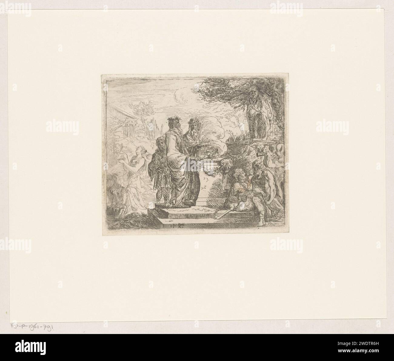 Heiden Offerritual, Pietro Rotari, 1717 - 1762 print Landscape with two ...