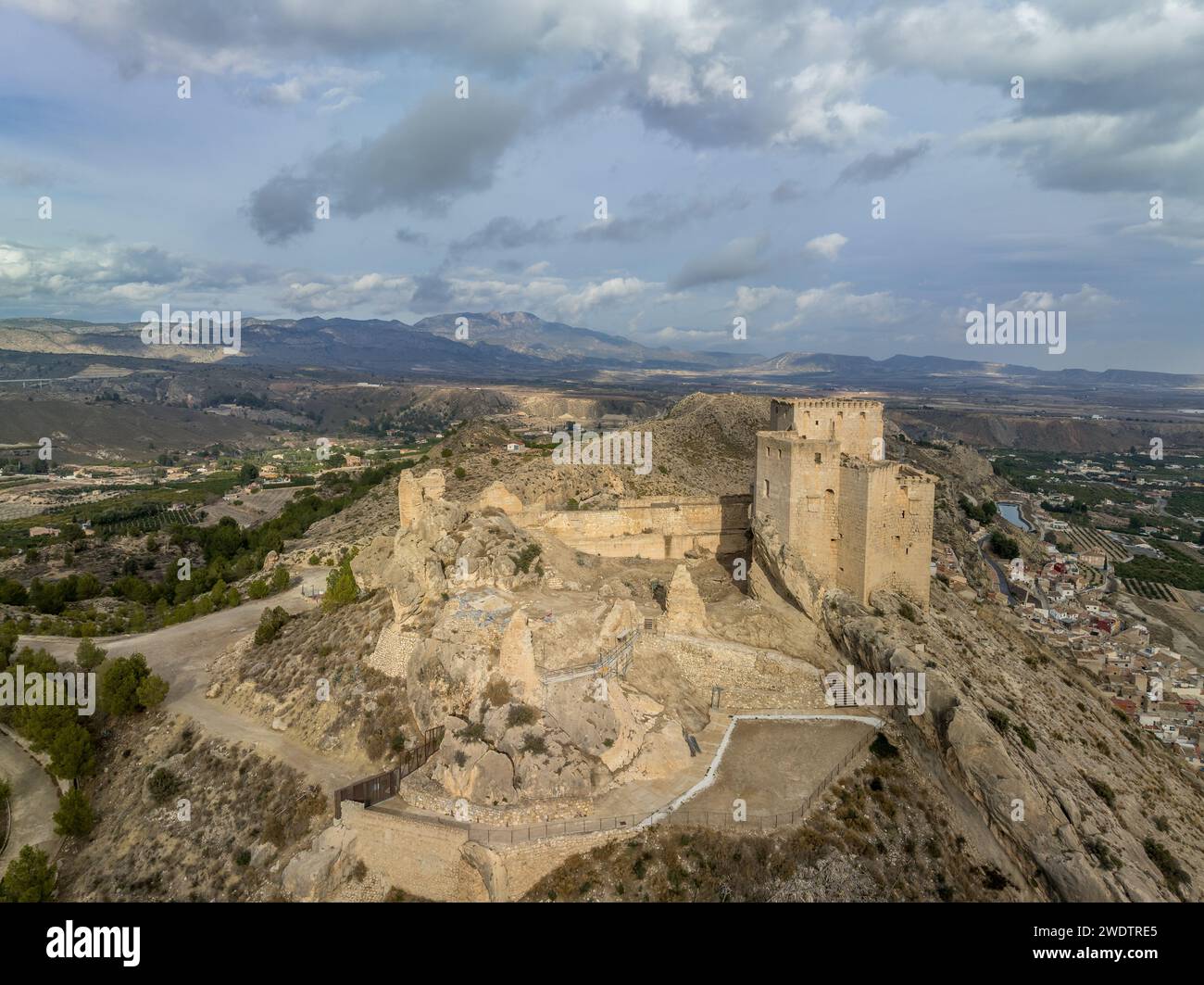Aerial panorama view of Castillo de los Velez, medieval ruined castle ...
