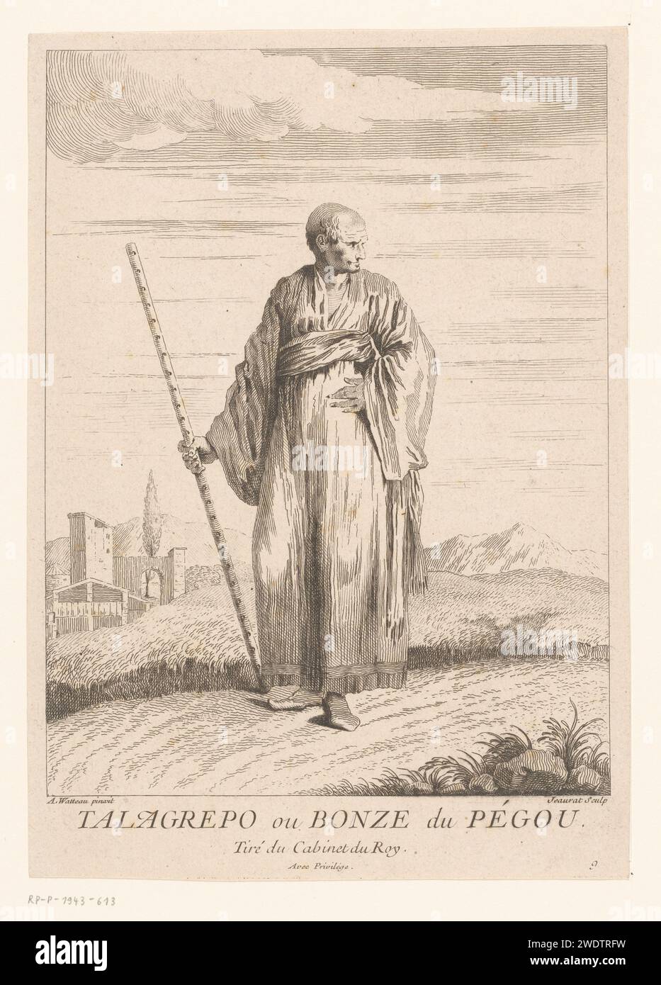 Talagrepo or Buddhist monk (Bonze) from Pegu, Edme Jeaurat, After Jean ...