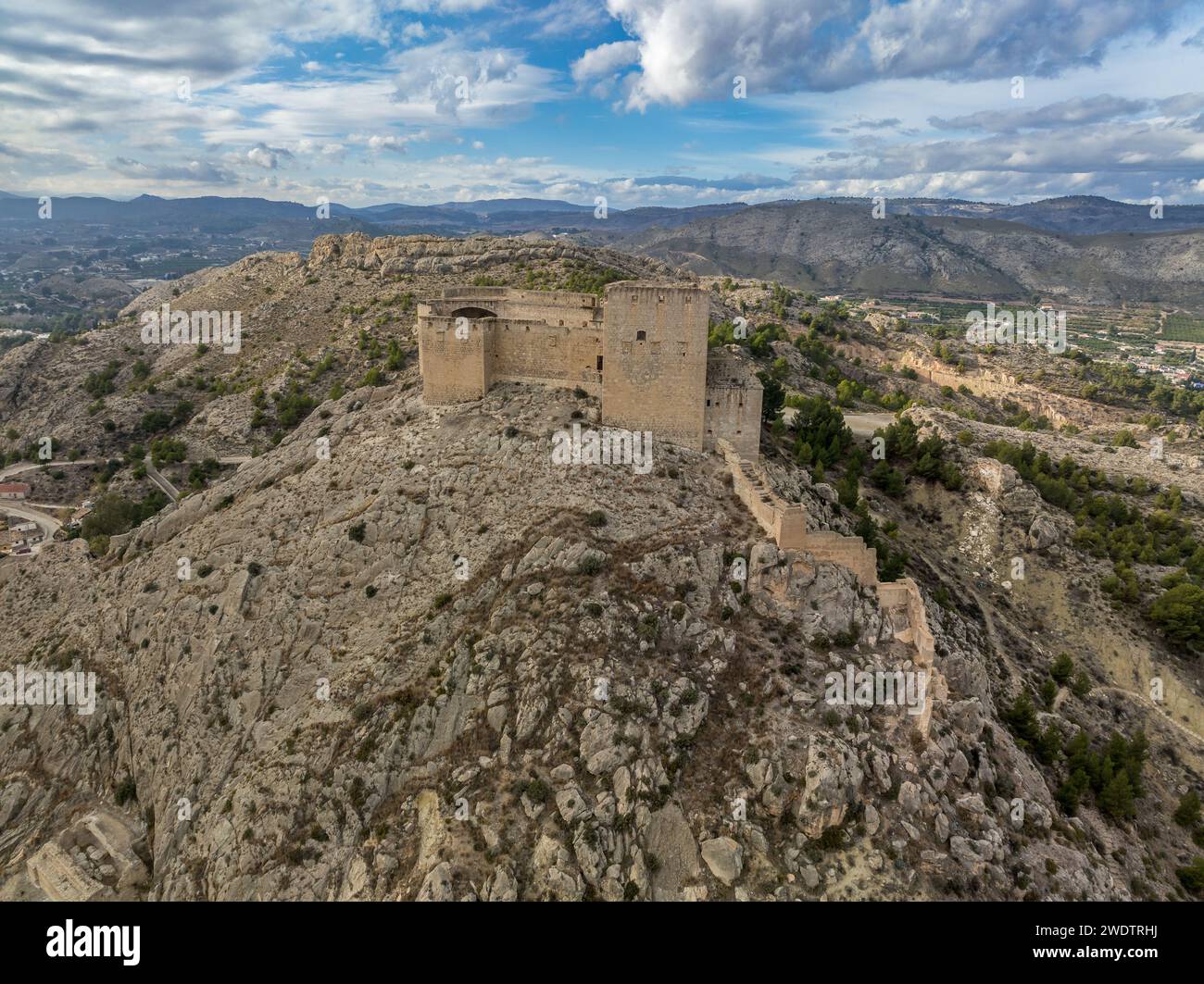 Aerial panorama view of Castillo de los Velez, medieval ruined castle ...