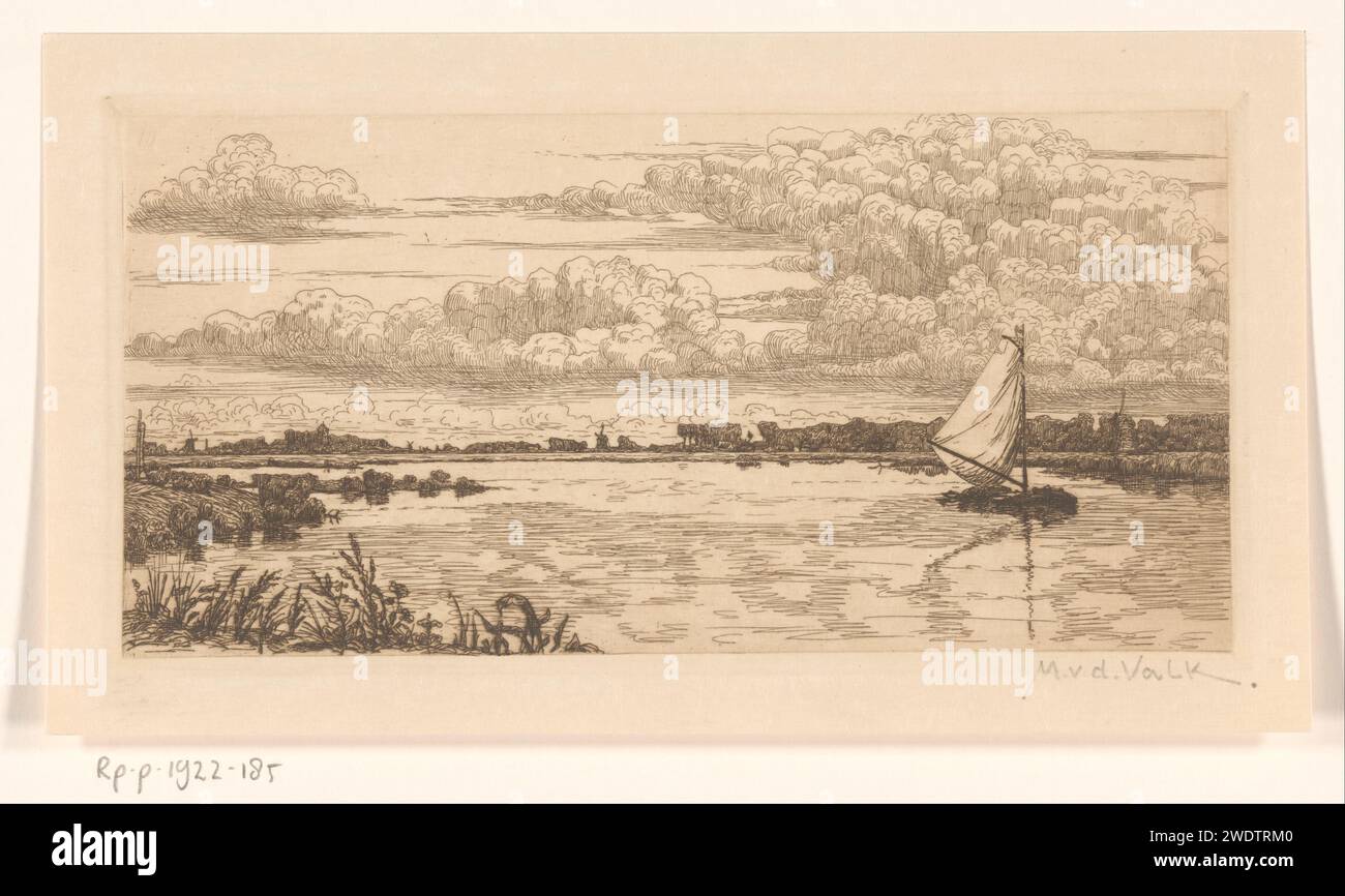 Sailboat on a lake, Maurits van der Valk, 1867 - 1922 print paper ...