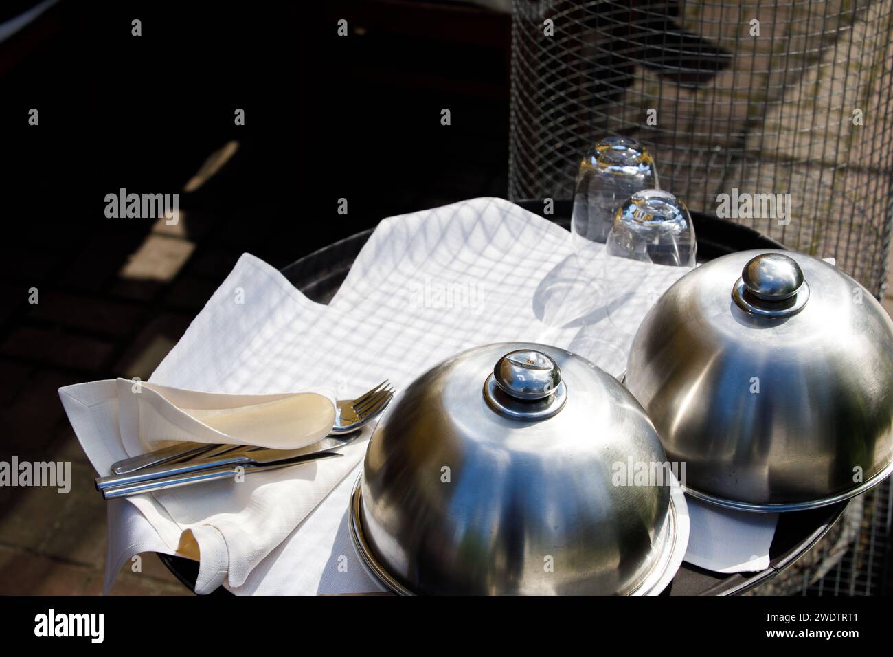 the dishes are covered with a lid on a tray. High quality photo Stock ...
