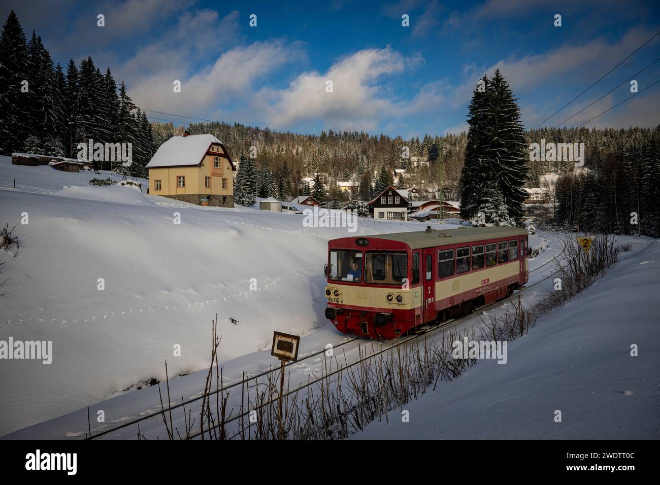 Czechoslovak motor coach CD Class 810, this year's first run of ...