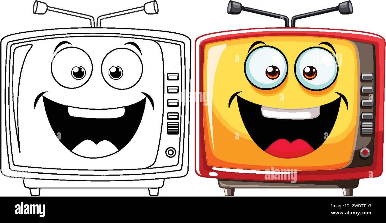 Two animated TVs with expressive faces Stock Vector Image & Art - Alamy
